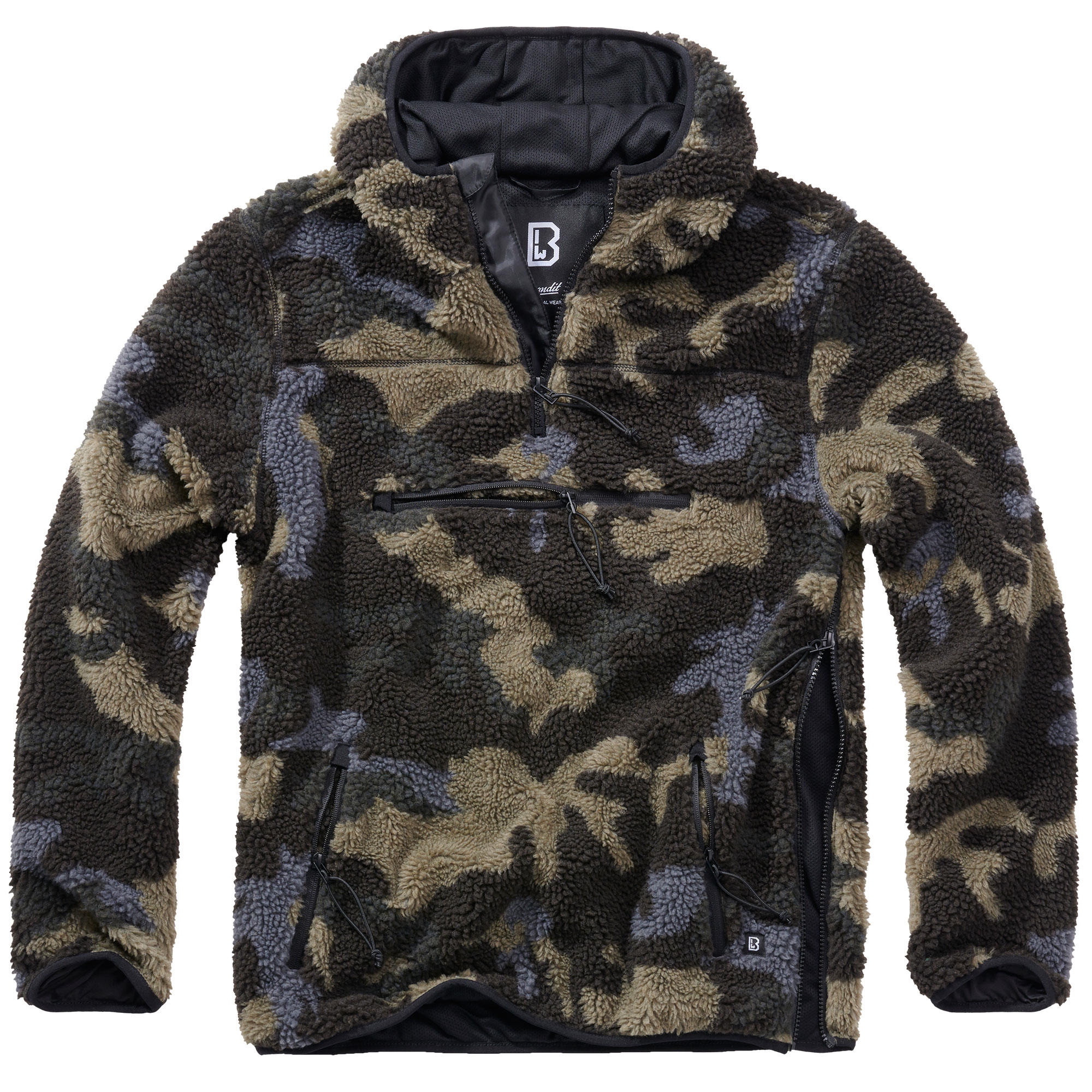 Brandit Teddyfleece Worker Pullover Kapuzenpullover warme Fleece Jacke ...