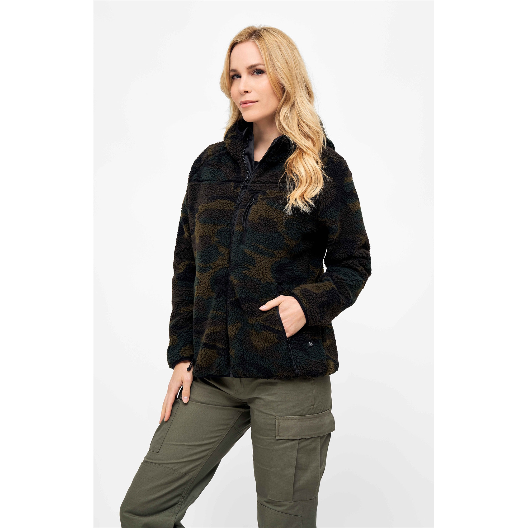 Brandit Damen Teddyfleece Jacke Fleecejacke mit Kapuze Outdoor Freizeit ...